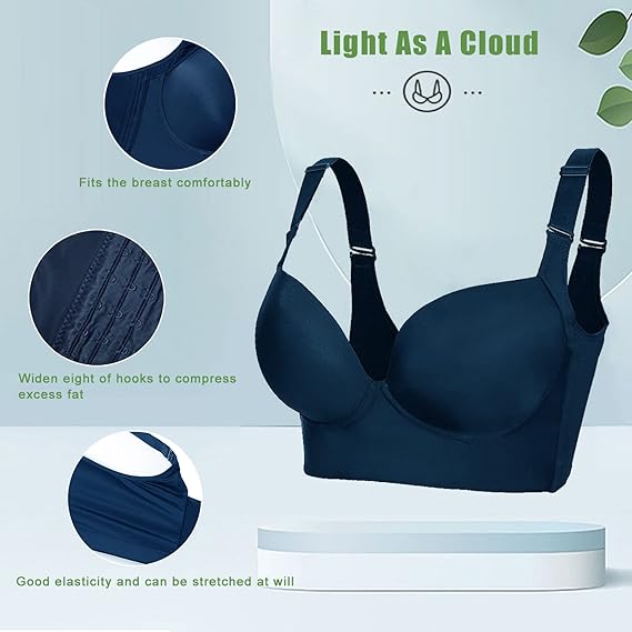 Women's Push Up Bra, Full-Coverage Underwire Bra, Hide Back Fat Deep C ...